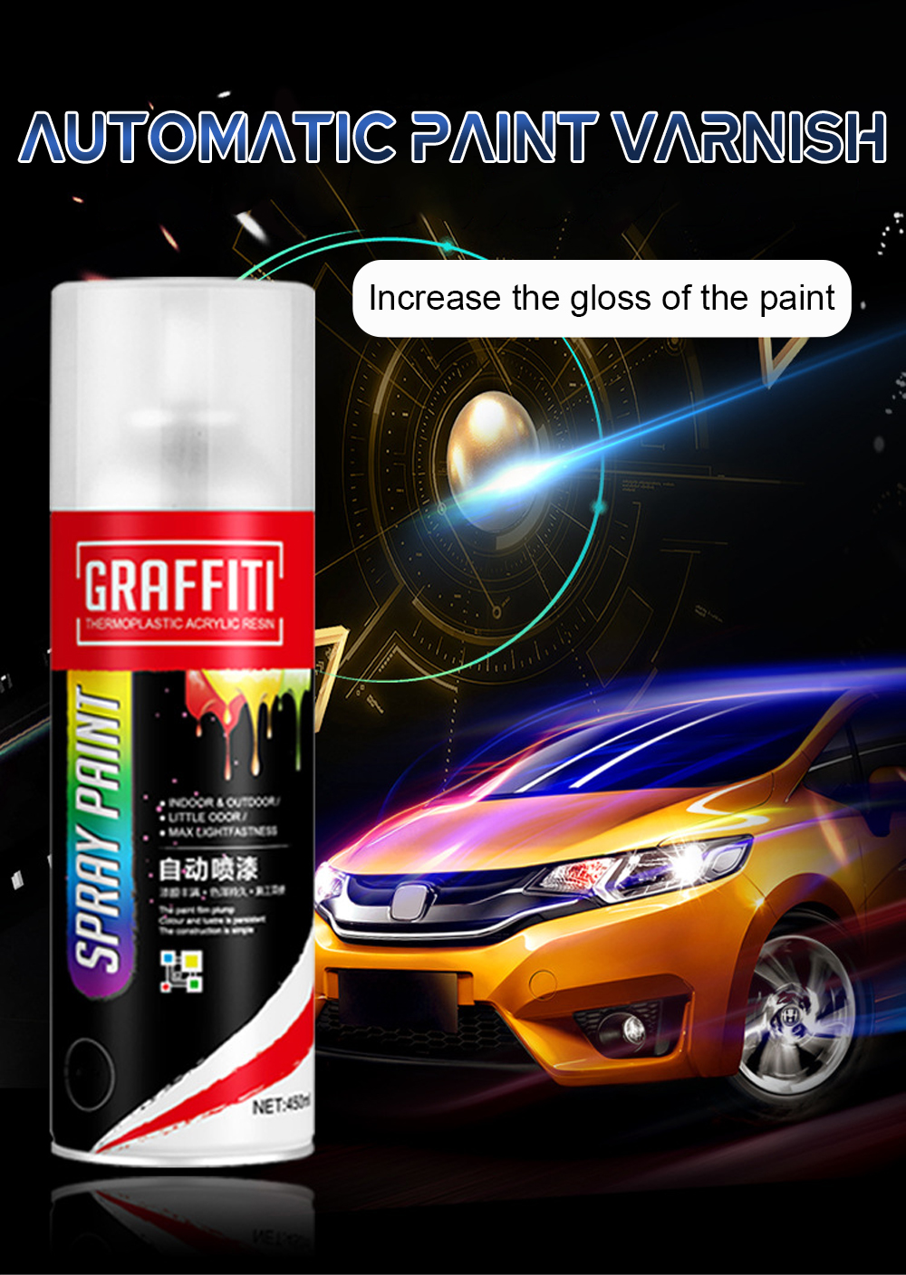 KOLLIEE Clear Coat Spray Paint Top Coat Spray Paint 450ml Add Shine ...