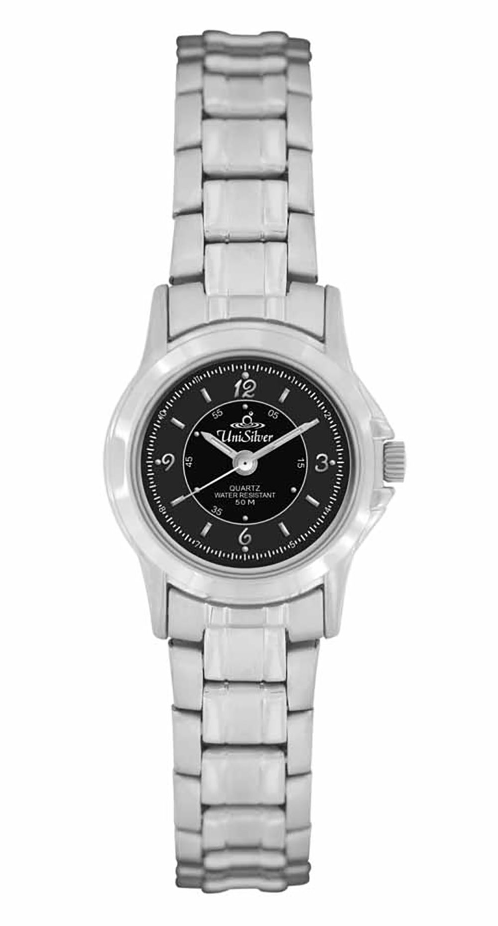 UniSilver TIME Women's Metal/ Black Dial Stainless Steel Watch KW101 ...