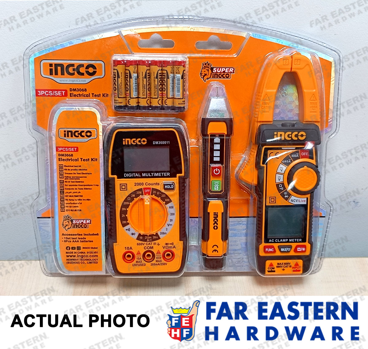 INGCO Electrical Tester Combo Kit Multimeter Voltage Detector | Clamp ...