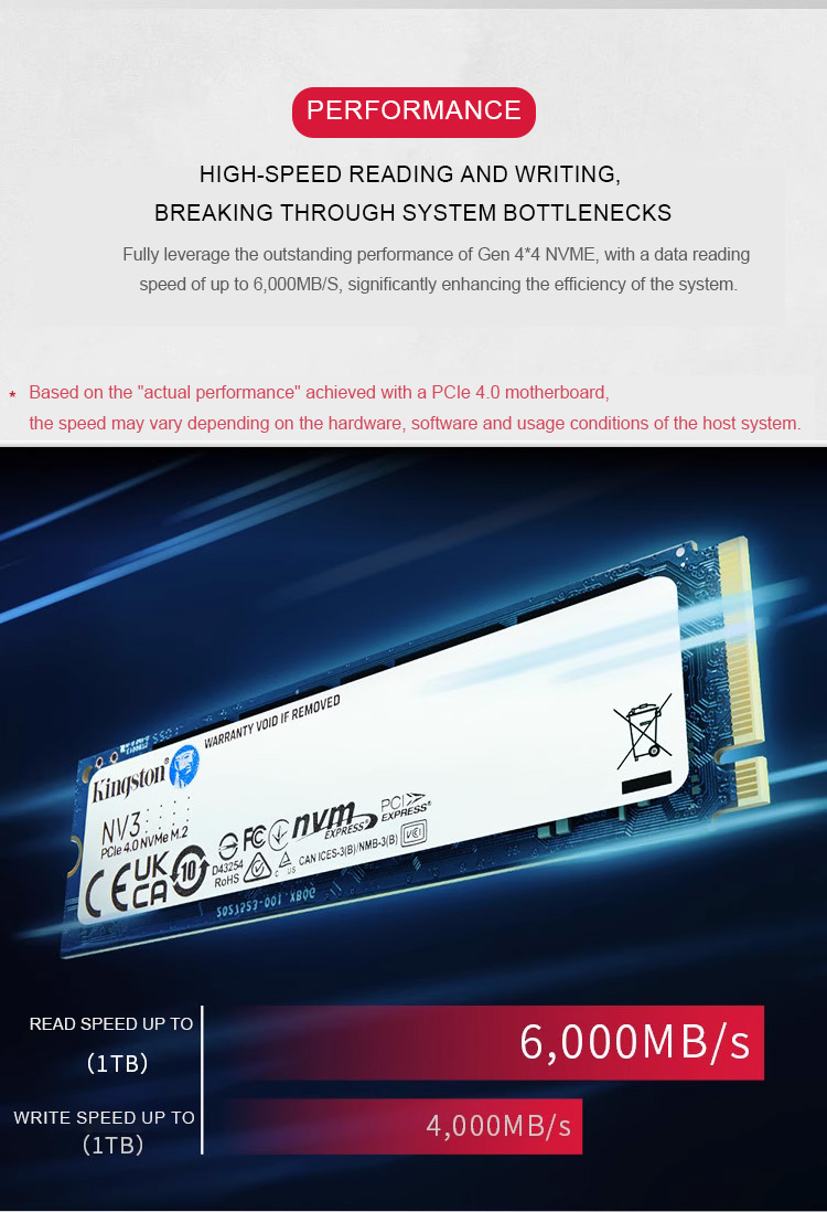 Kingston NV3 M.2 x4 2280 NVME PCIe 4.0 x4 Solid State Drive |500GB, 1TB ...