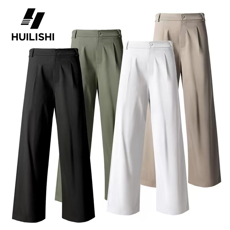 HUILISHI high street flared trousers with drape and high-end feel ...