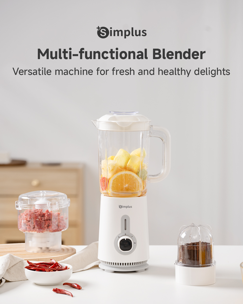 Simplus Blender 3 in 1 Food Processor Multi-functional Juicer Meat ...