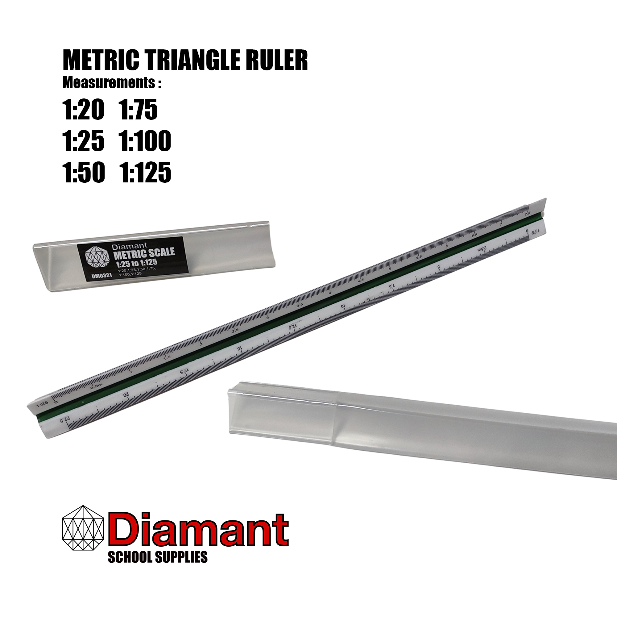 Metric Triangle Scale 1:100 to 1:600 , 1:600 , 1:125 - Diamant brand ...