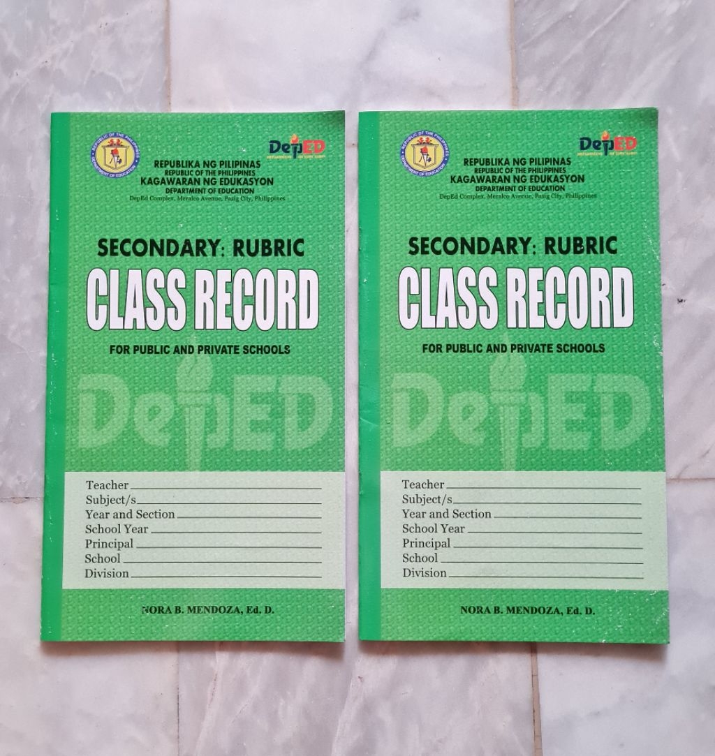 Class Record Elementary & Secondary:Rubric Grading System (2Pieces ...