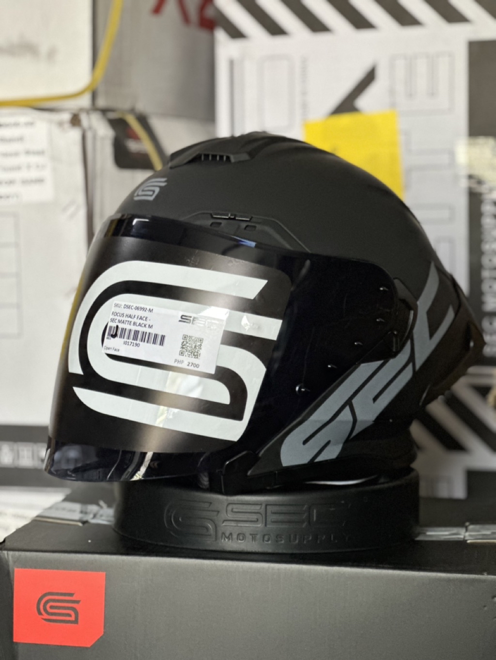 SEC Half face Helmet with Clear lens and Spoiler | Shopee Philippines