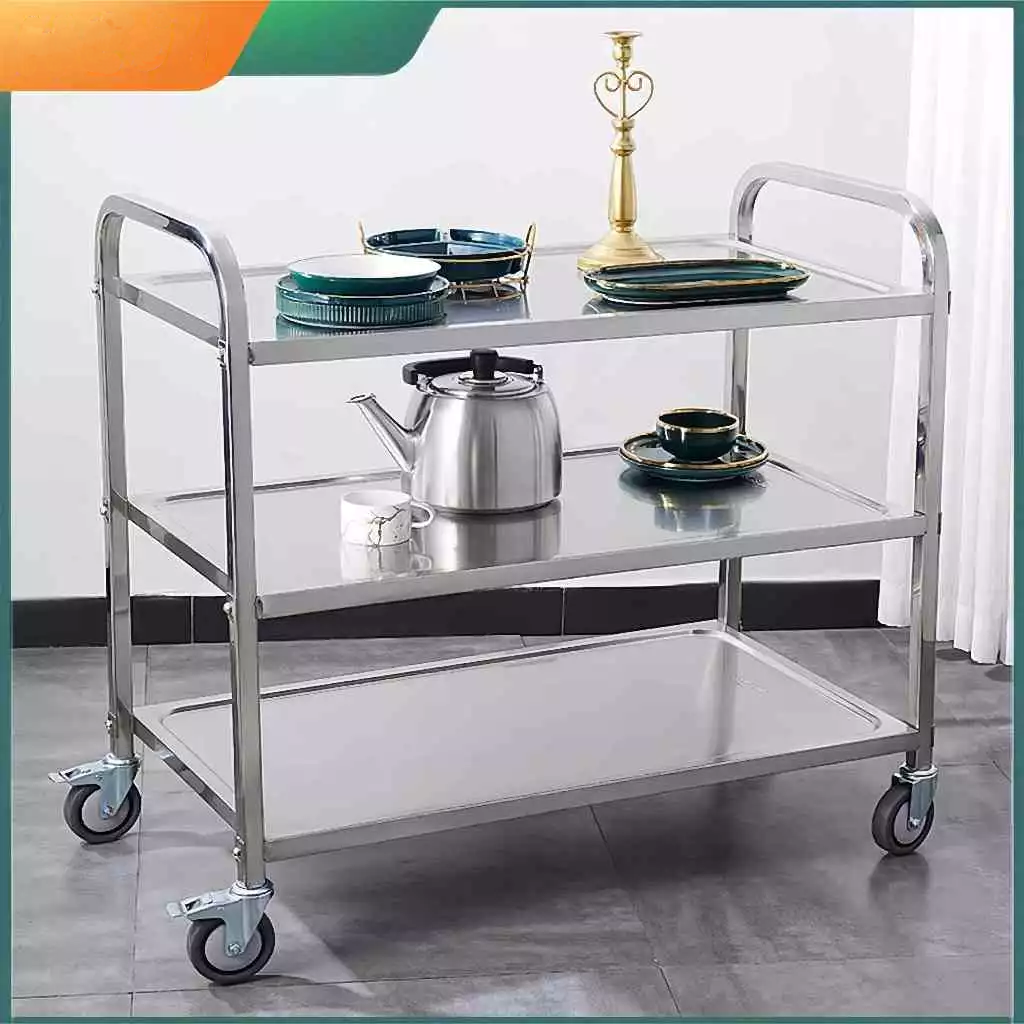 3 tier Utility Cart Trolley Food Service (Gray / Black) kitchen trolley ...