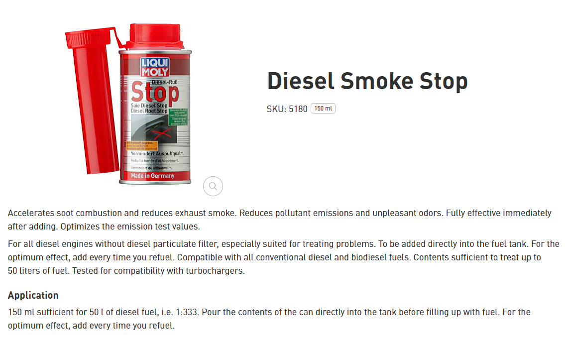 Liqui Moly Diesel Smoke Stop 150ml - Diesel Additive | Shopee Philippines