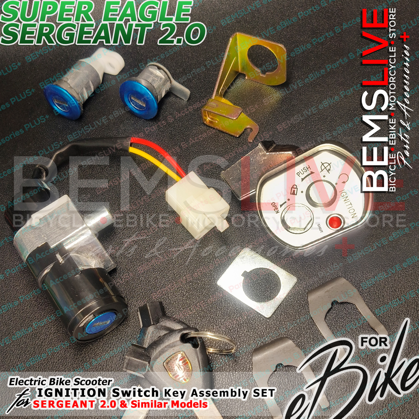 BEMS SERGEANT 2.0 Super Eagle V2 Model IGNITION KEY SWITCH ASSEMBLY for ...