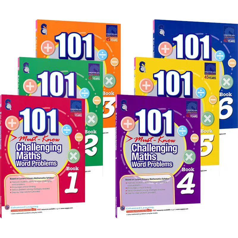 6 Books/Set SAP 101 Challenging Maths Word Problems Singapore Primary ...