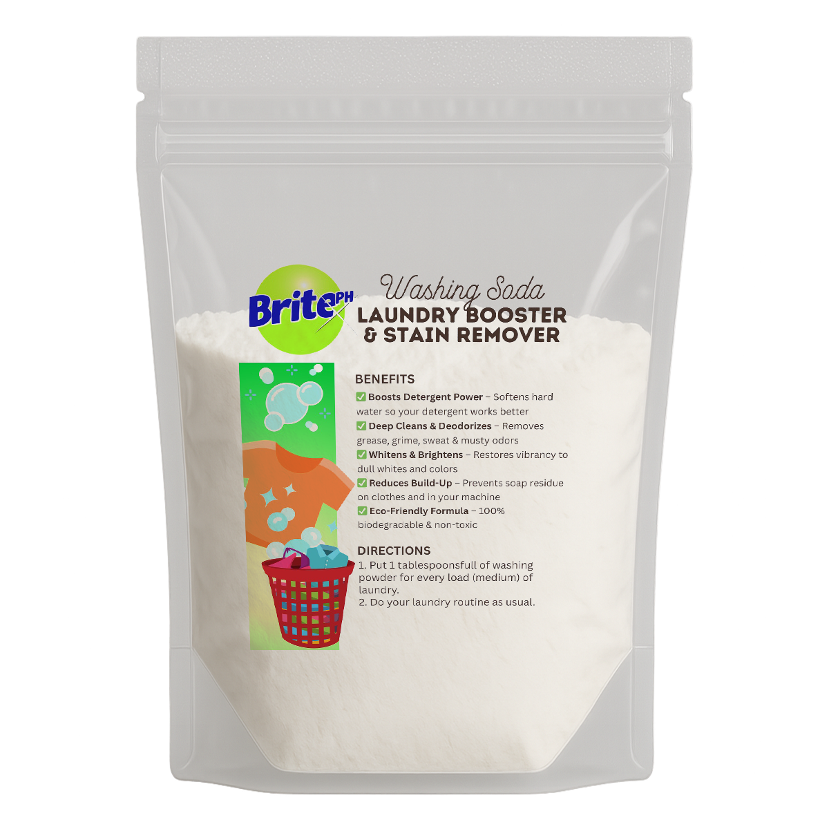 BritePH Washing Soda Laundry Booster Additive, Stain Remover & General ...