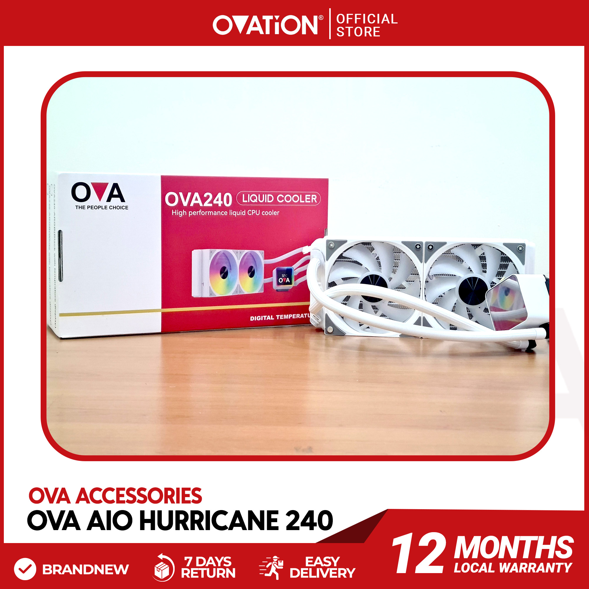 Ovation AIO Liquid Cooler OVA240 Hurricane 2700RPM High Performance CPU ...
