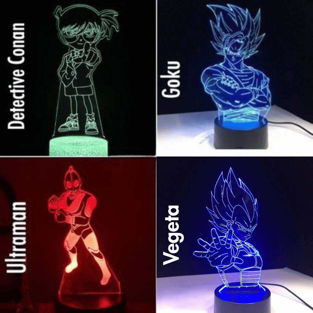 Anime Detective Conan Dragon Ball Goku Vegeta Ultraman 3D Acrylic LED ...
