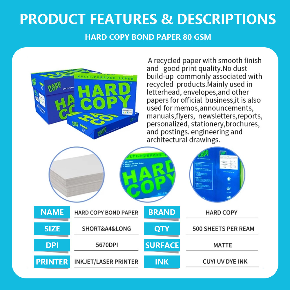 CSQUARE HARD COPY BOND PAPER SHORT / A4 / LONG 80 GSM 500 SHEETS ...