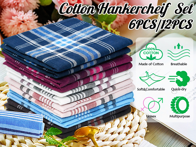 6Pcs/12Pcs Random Men Women Fashion Handkerchief Cotton Assorted Color ...