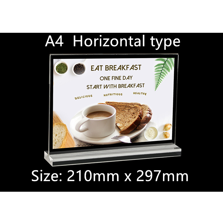 A4 A5 A6 Acrylic Menu Display Stand Double Side Clear Desk Display T ...