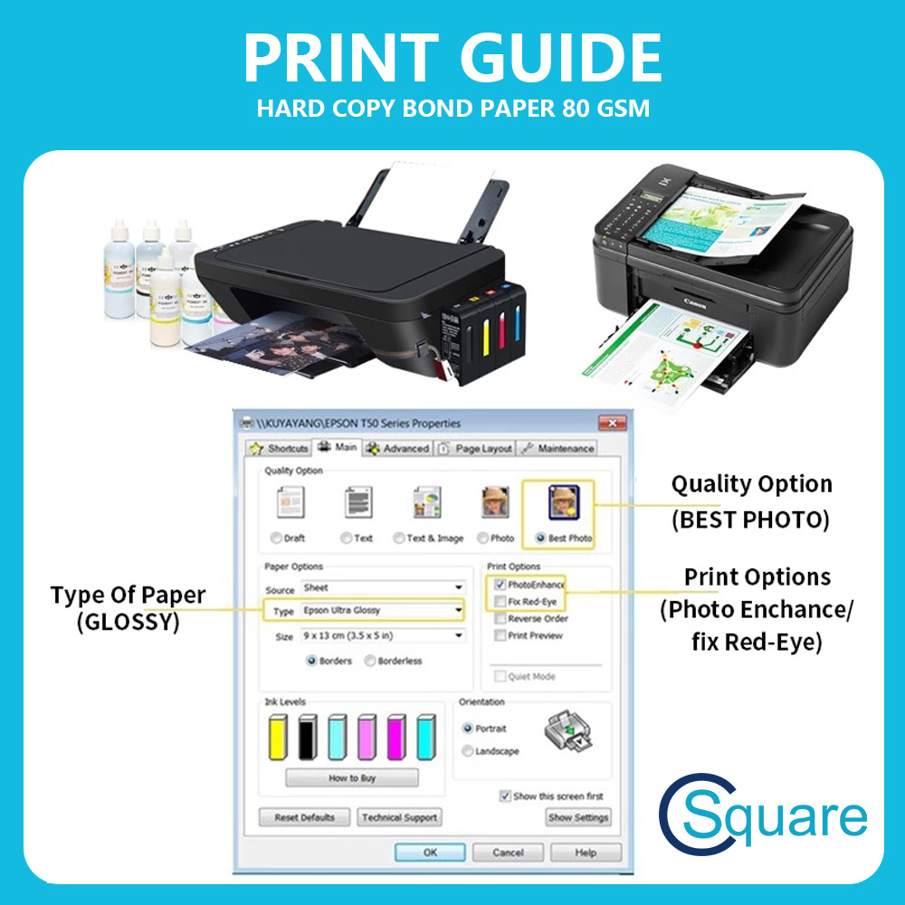 CSQUARE PAPER ONE BRAND SHORT / A4 / LONG SIZE COPIER 70 GSM BOND PAPER ...