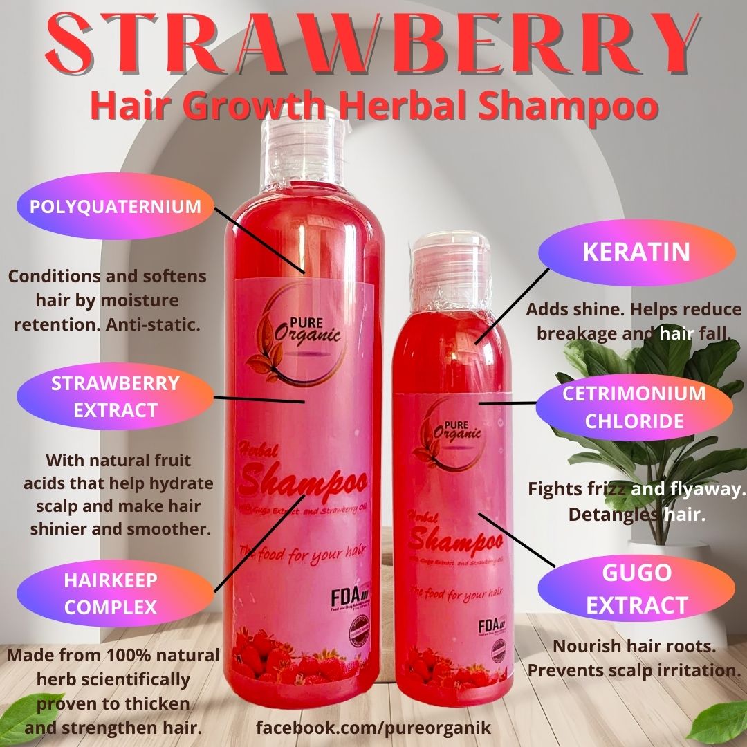 Strawberry Herbal Shampoo with Gugo by Pure Organic For Hair Growth And ...