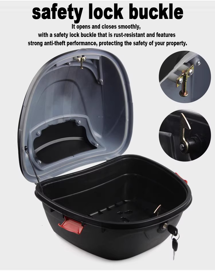 Top Box Motorcycle 38/40/45 Liters Hard Plastic Alloy Top Box With Back ...