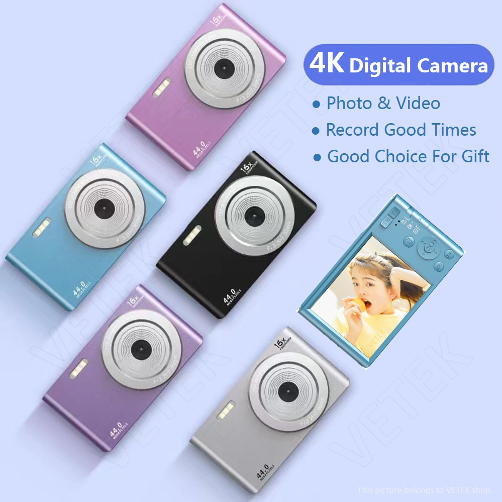 “VETEK1 4K Digital Camera – Mini Pocket HD Camera for Selfies & Portable Photography” | Shopee ...
