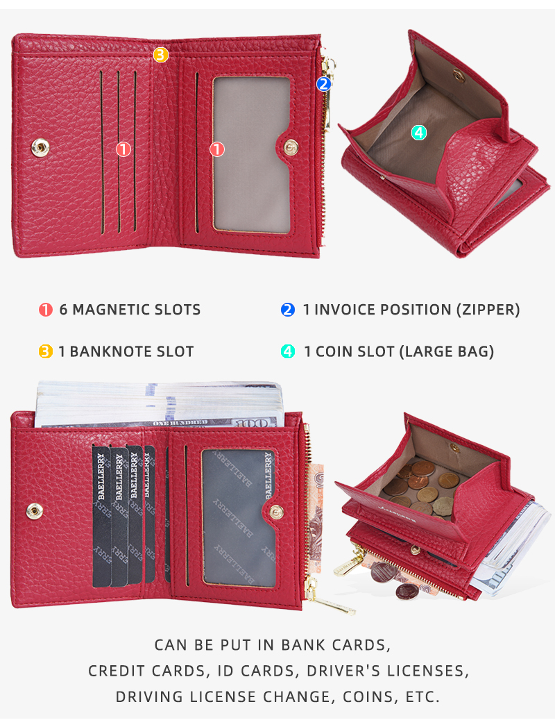 Baellerry Mini Candy Short Wide Open Coin Purse Card Holder Wallet For ...
