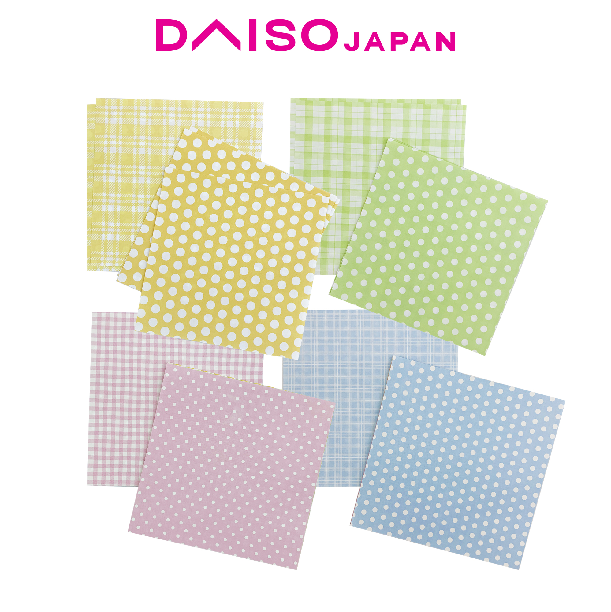 Daiso Double-Sided Check and Dot Pattern Chiyogami Origami Paper (36 ...