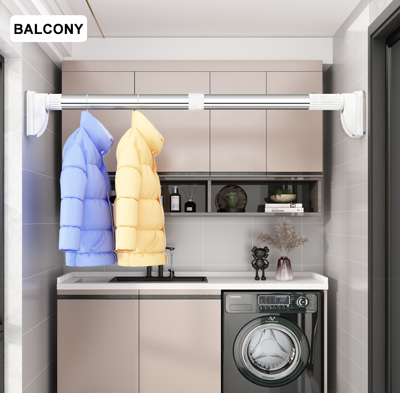 Oimiu Adjustable Curtain Rod Hanger Rack Sampayan Stainless Extendable ...