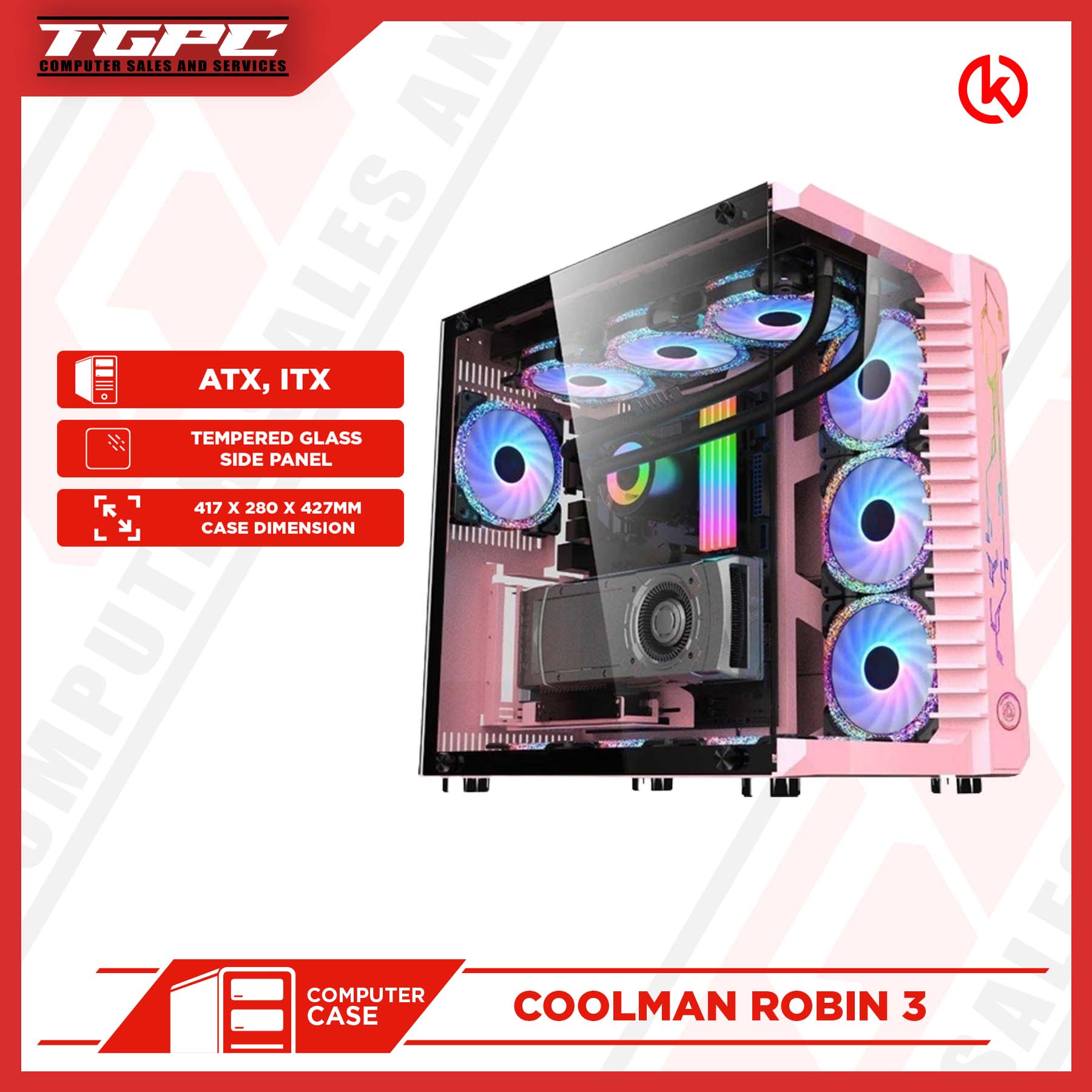 Coolman Robin 3 Gaming Case Tempered Glass Full Tower | KEYTEC ROBIN SE ...