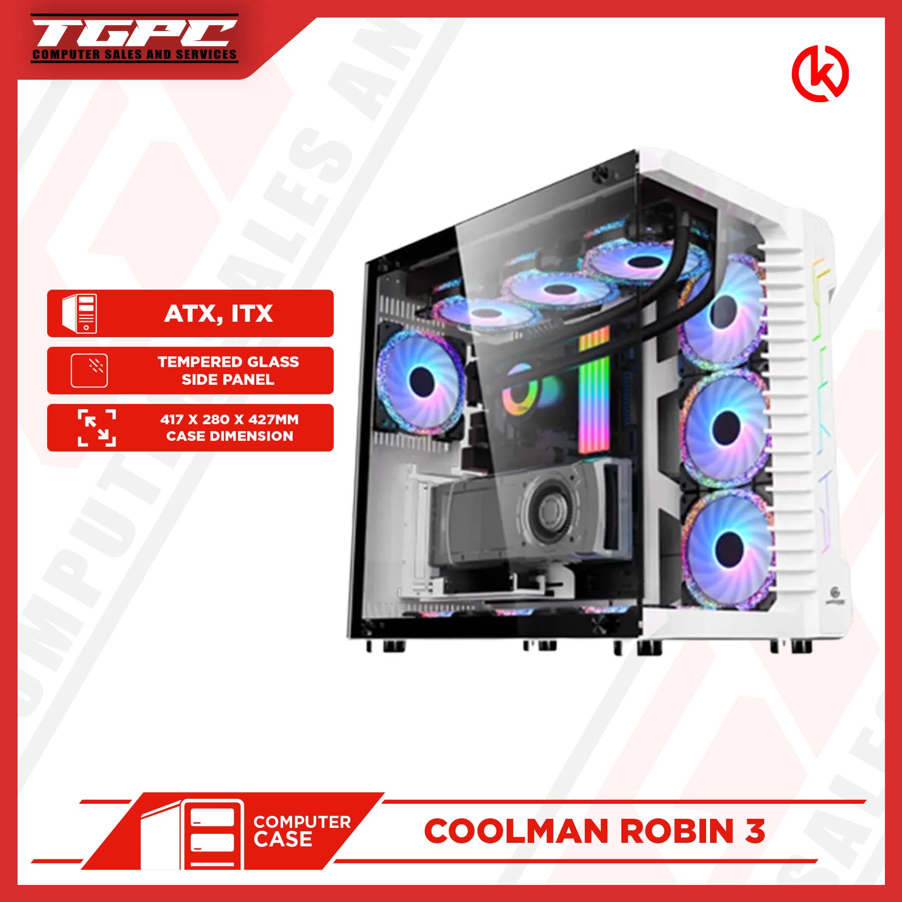 Coolman Robin 3 Gaming Case Tempered Glass Full Tower | KEYTEC ROBIN SE ...