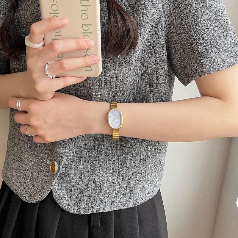 Elegant Retro Oval Watch With Stainless Steel Strap For Women Delicate ...
