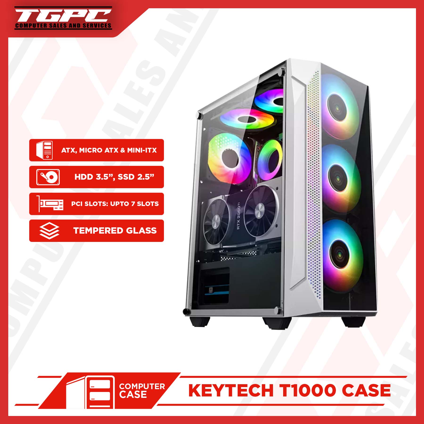 Keytech T1000 Tempered Glass Mid Atx Computer Case | Shopee Philippines
