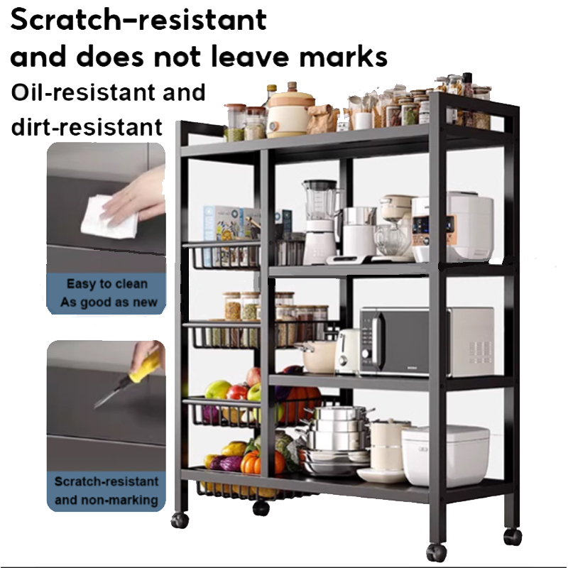 CHIT 2in1 Kitchen Storage Rack With Wheels Multi-Functional Metal Shelf ...