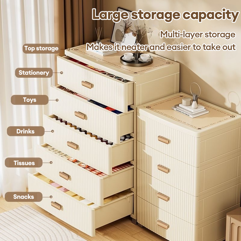 Trove Drawer Storage Cabinet With Wheel Multi-Layer Moveable Night ...