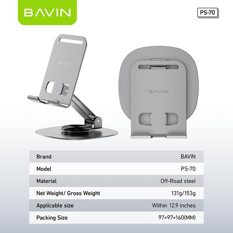 BAVIN PS70 Steel Phone Holder 360 Rotation Metal Phone Stand Bracket Holder for Cellphone ...