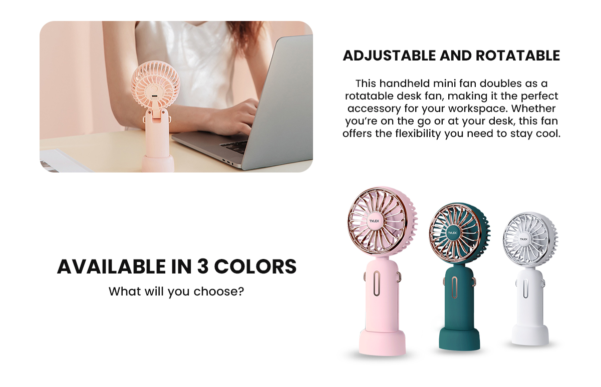 TYLEX XM28 Portable Mini Handheld Fan 3 Gear Adjustment Handy Fan ...