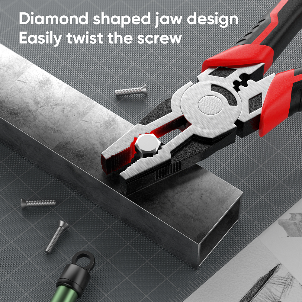 Mitsushi 8-inch 5 in1 Multi-purpose wire pliers diagonal side cutting ...