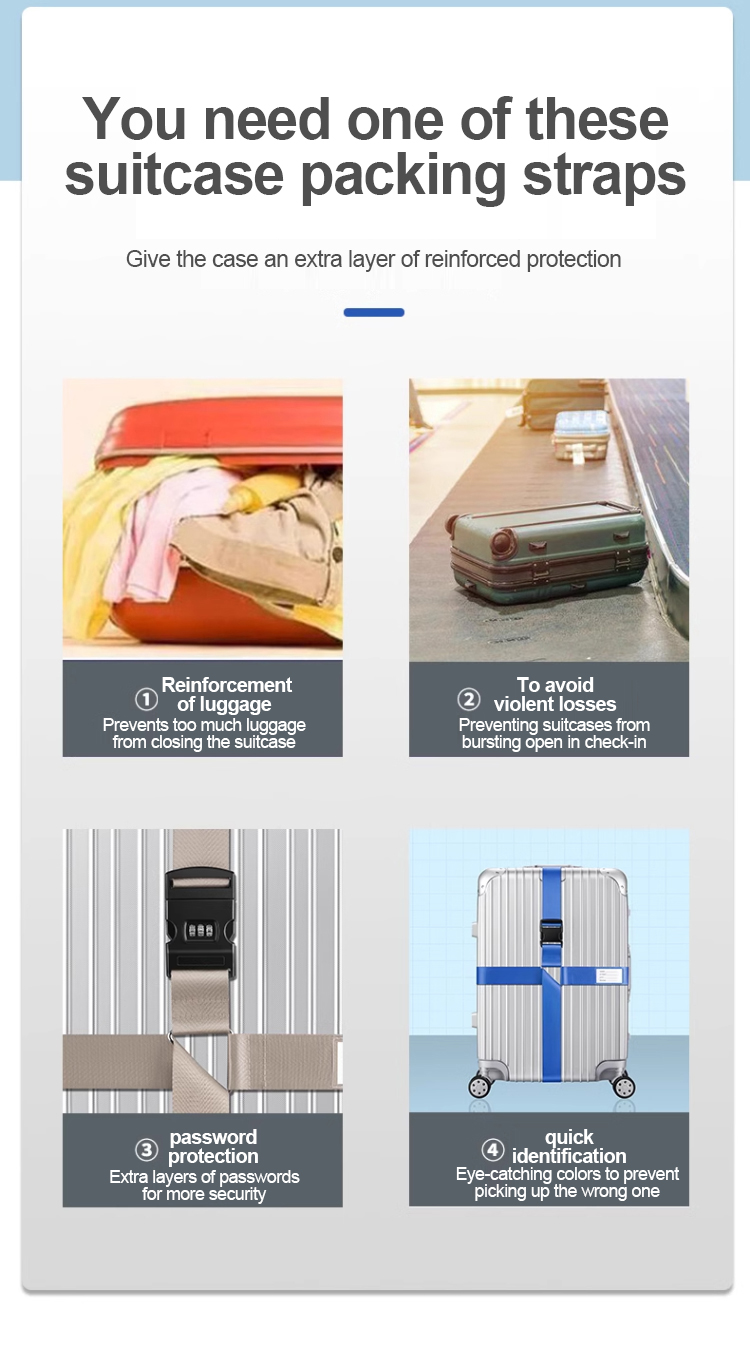 CHARLES X Polyester cross luggage strap cartoon buckle luggage strap ...