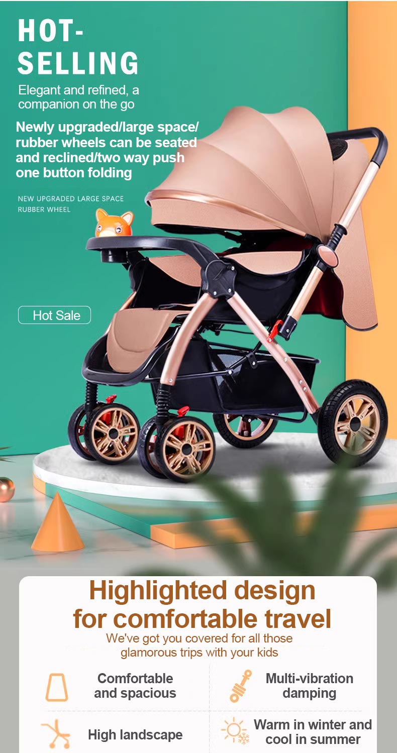 LUCKYBABE Foldable lightweight stroller sit and lie down two-way large ...