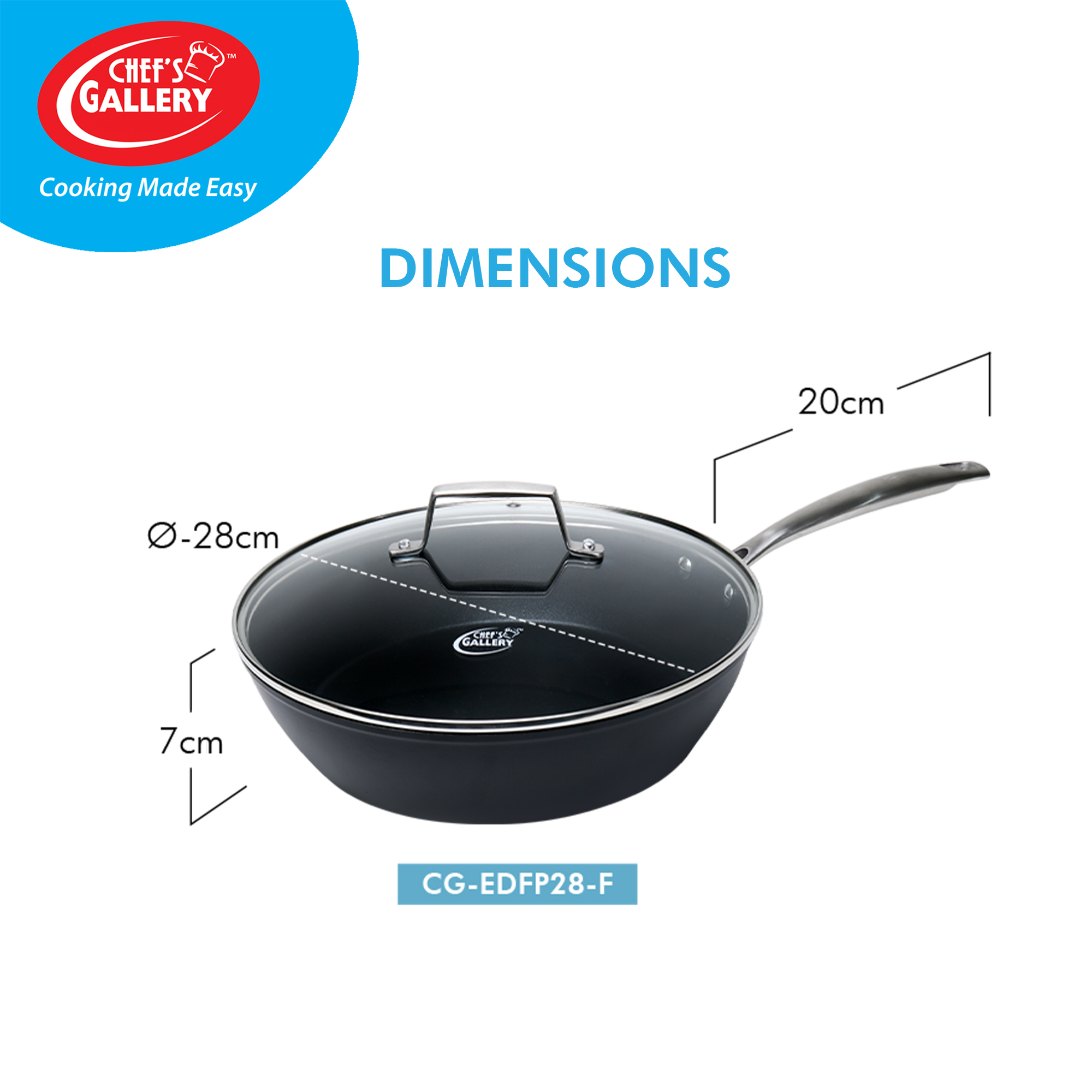 Chef's Gallery Greblon Non-Stick C2+ Noir Forged Deep Frying Pan 28cm ...