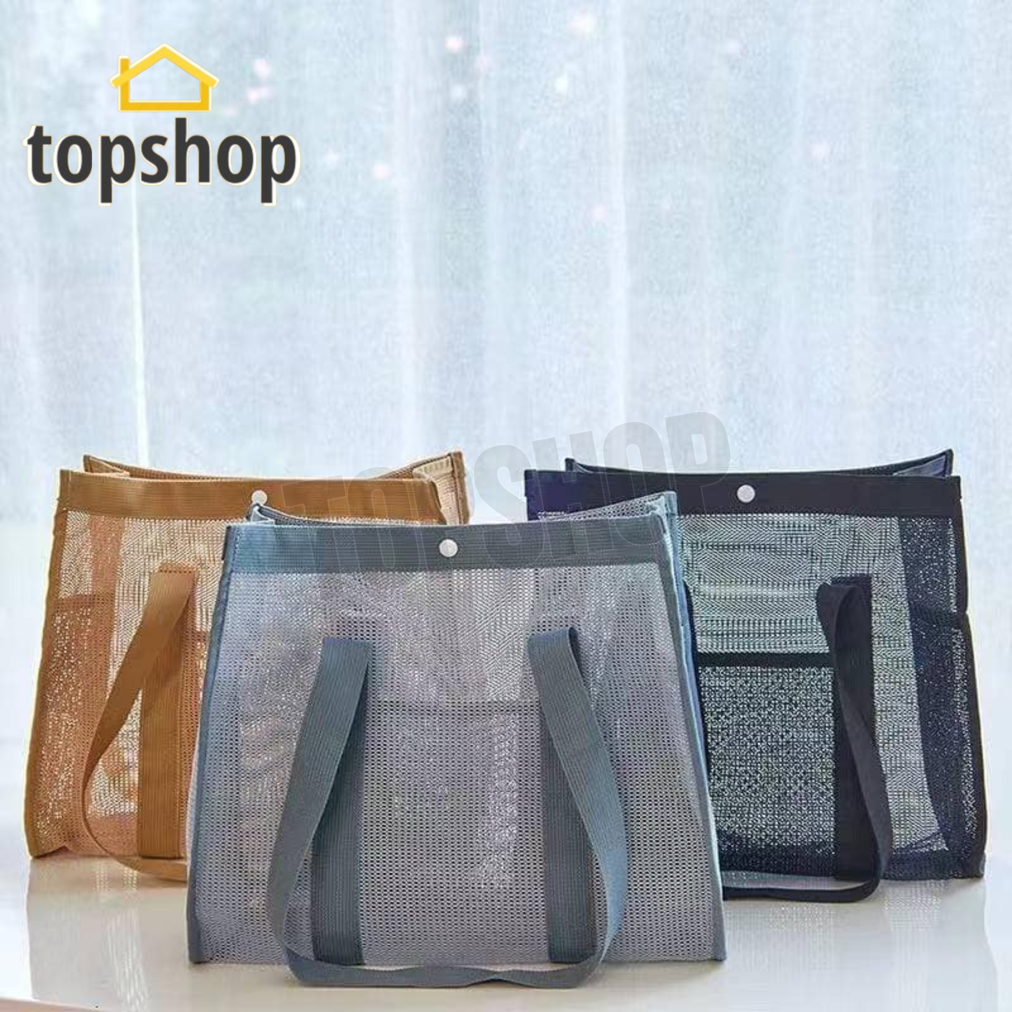 TOPSHOP 1pc Mesh Bag Travel Beach Bag Waterproof Tote Shopping Bag ...