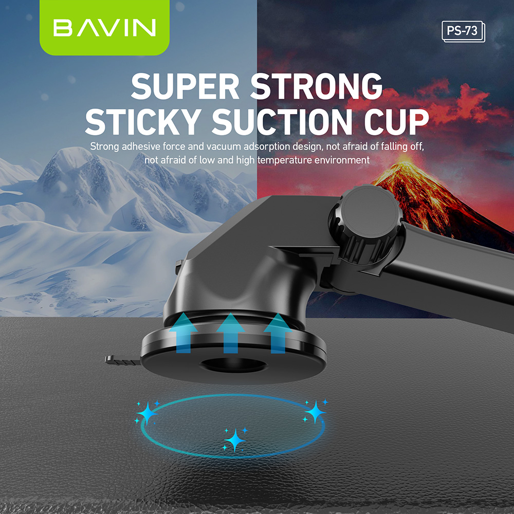 BAVIN PS73 Universal Car Mount Phone Holder Flexible Mount 360 Head Rotation w/ Suction Cup ...