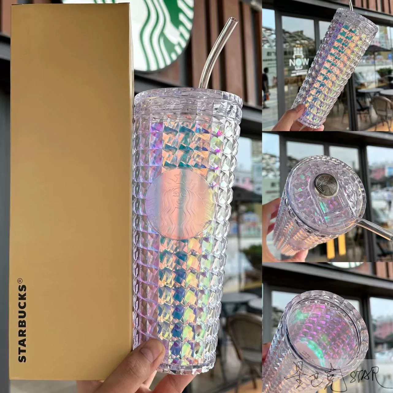 24oz Starbucks Straw Cup Rhombus Double Walled Insulated Tumbler BPA ...