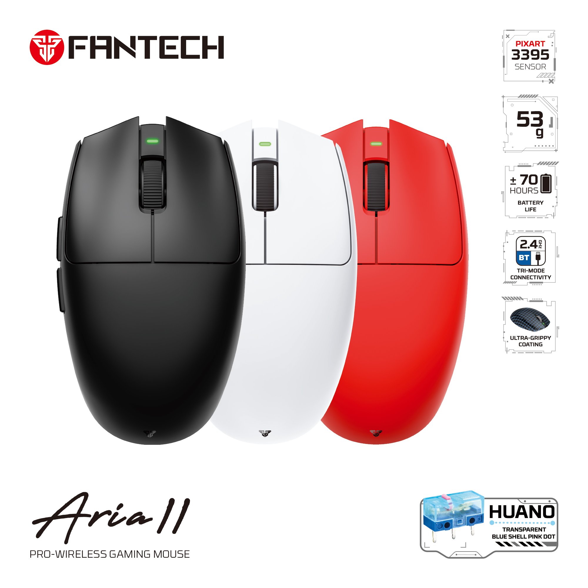 Fantech Aria II Pro XD7 v2 Wireless Gaming Mouse with 8k Polling Rate ...