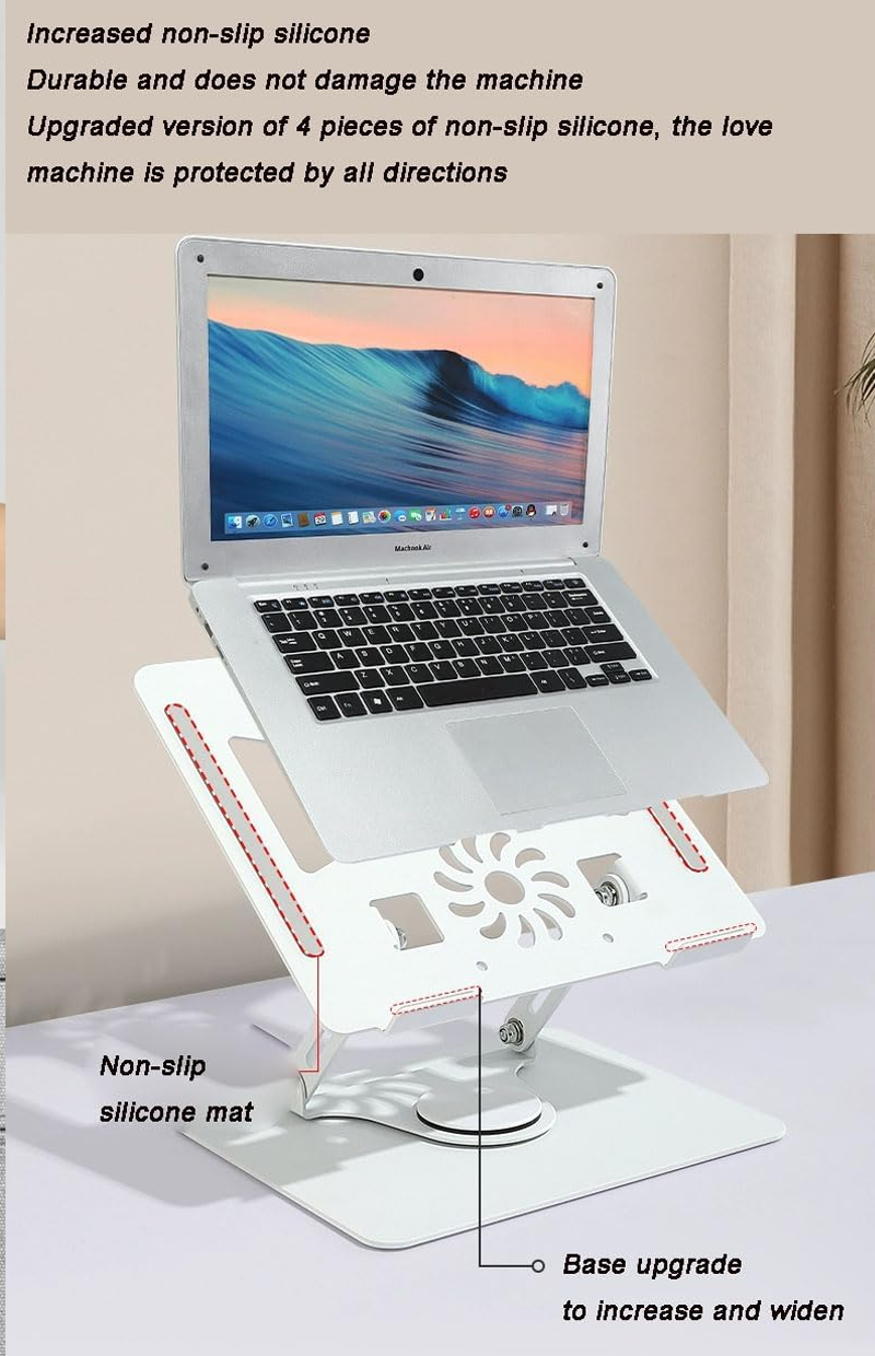 Inplay Laptop Stand With 2 Fans 360° Rotating Adjustable Ergonomic ...