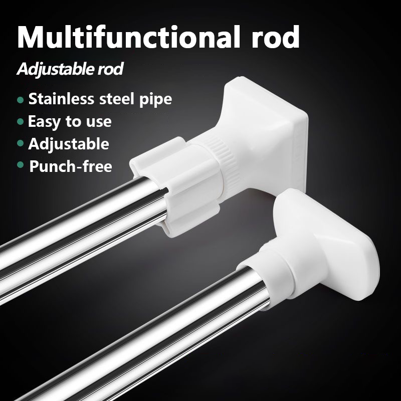 25MM Stainless Steel Clothes Rod Adjustable Curtain Rod Anti-slip Punch ...