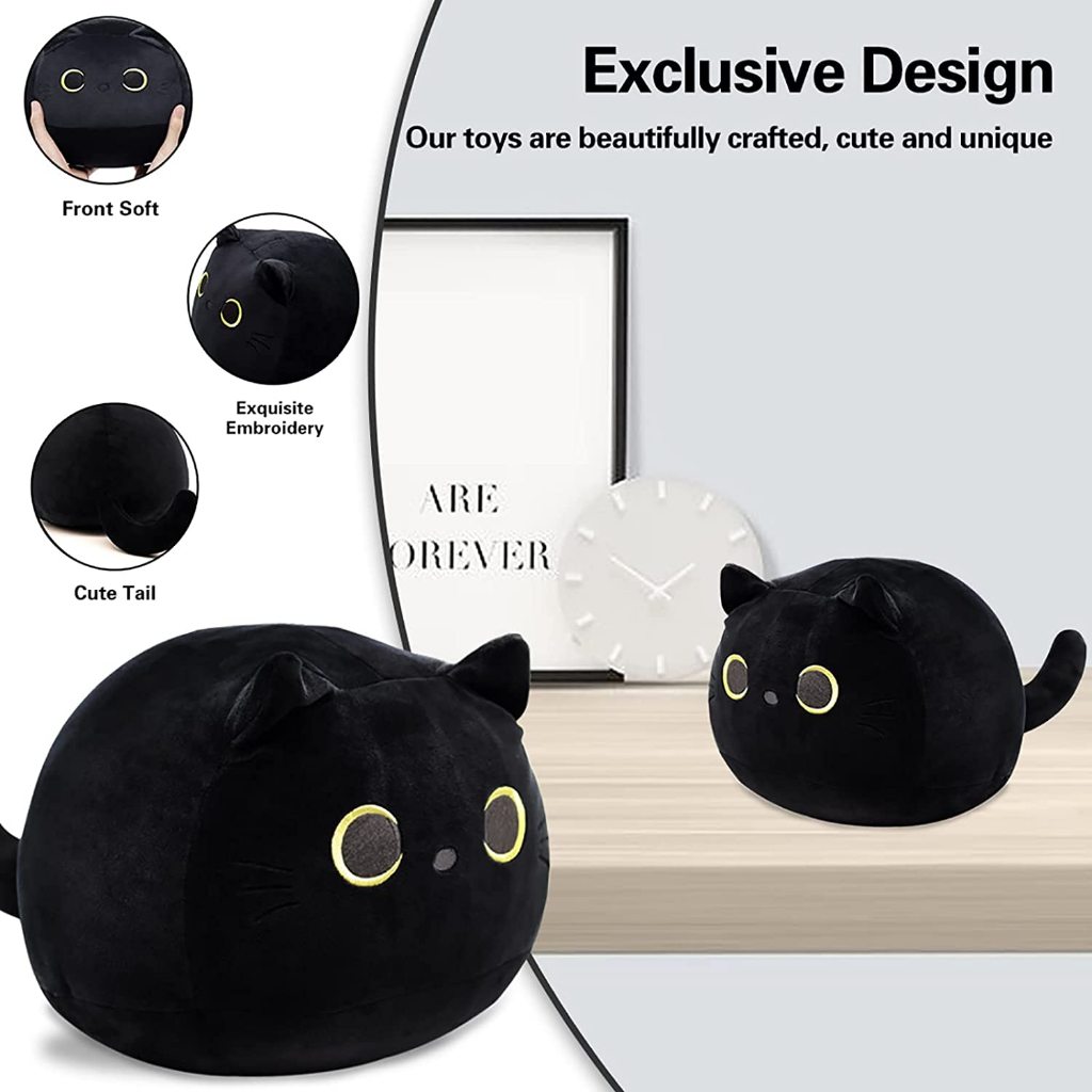 Timi 30cm Black Cat Stuffed Toy Cat Plush Toy Cat Pillow Baby Plush ...