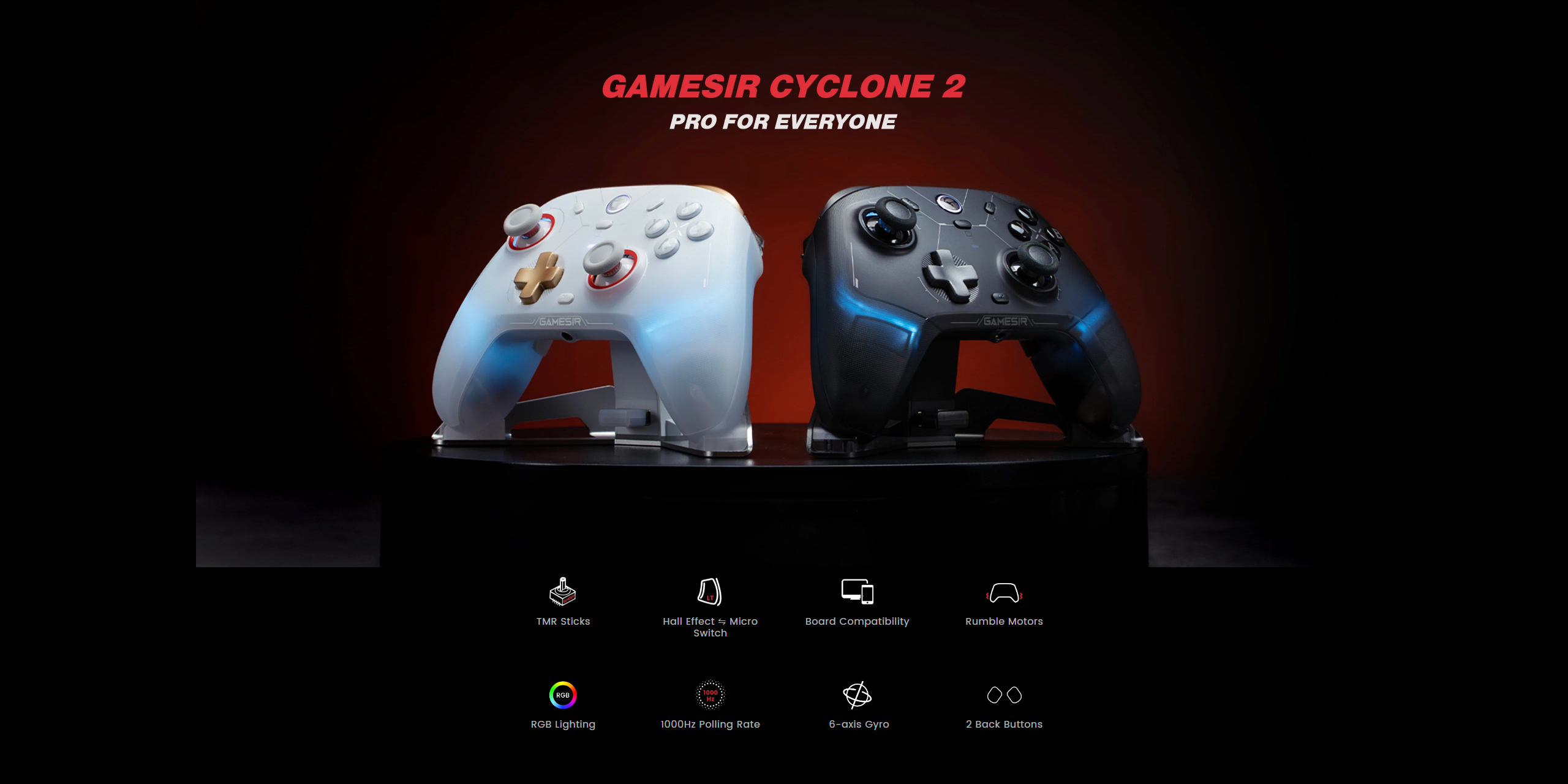 Gamesir Cyclone 2 Multi-Platform Wireless Game Controller with Pedestal ...