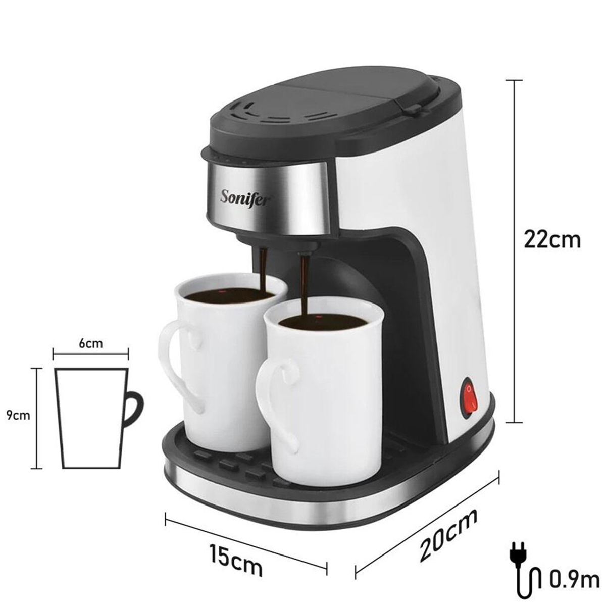 Sonifer Double Drip Coffee Machine 450W with Cone Filter Electric ...