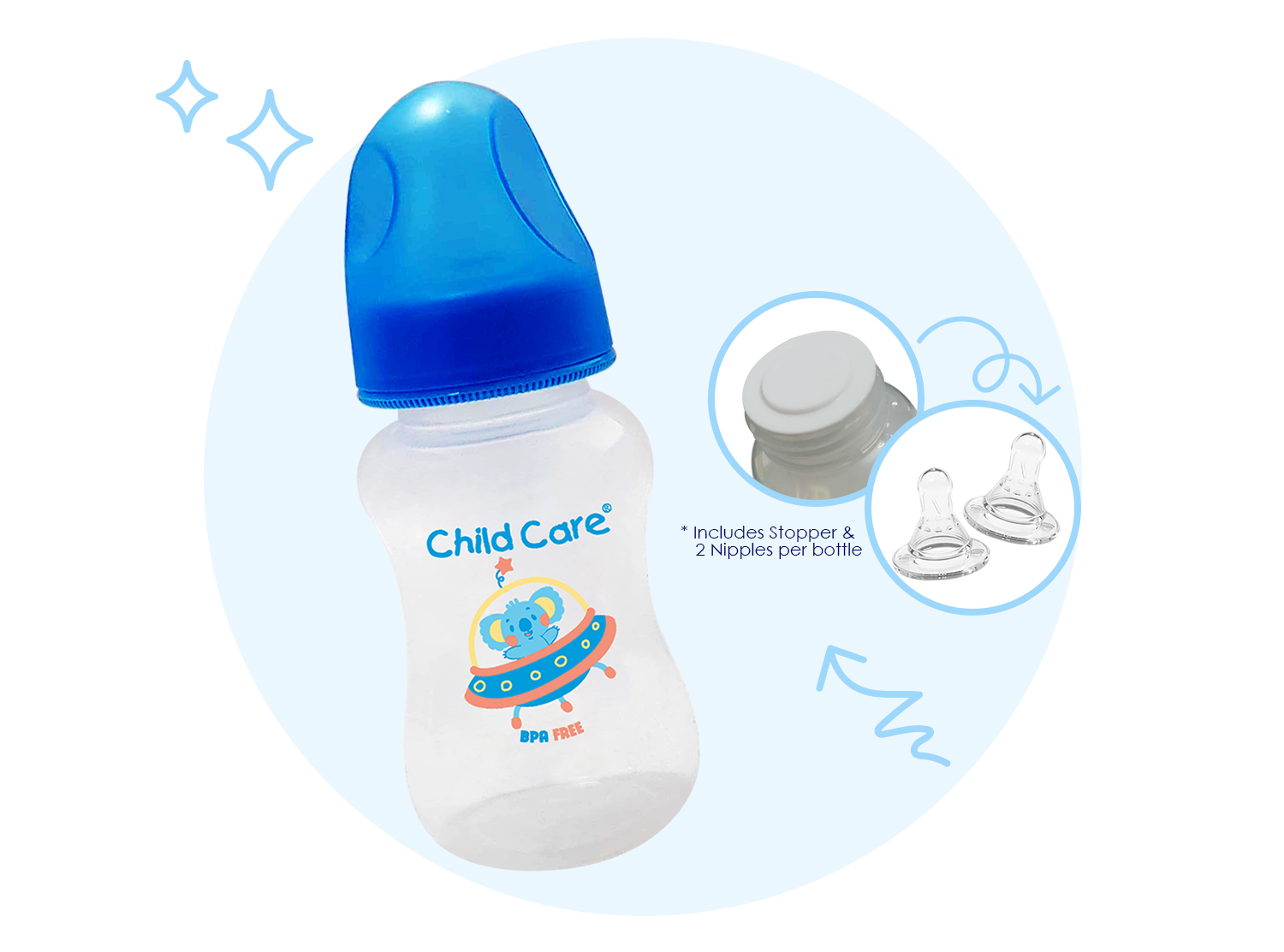 Child Care 4oz Standard Curve Baby Bottle For Boy by Pc Anti-Colic and ...