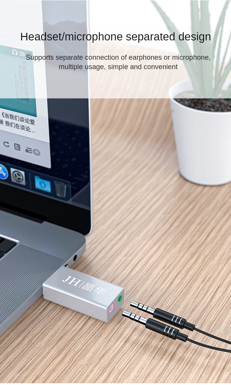 USB to Sound Card Aux 3.5mm Mic Adapter Stereo Audio 3.5mm 2 In 1 ...