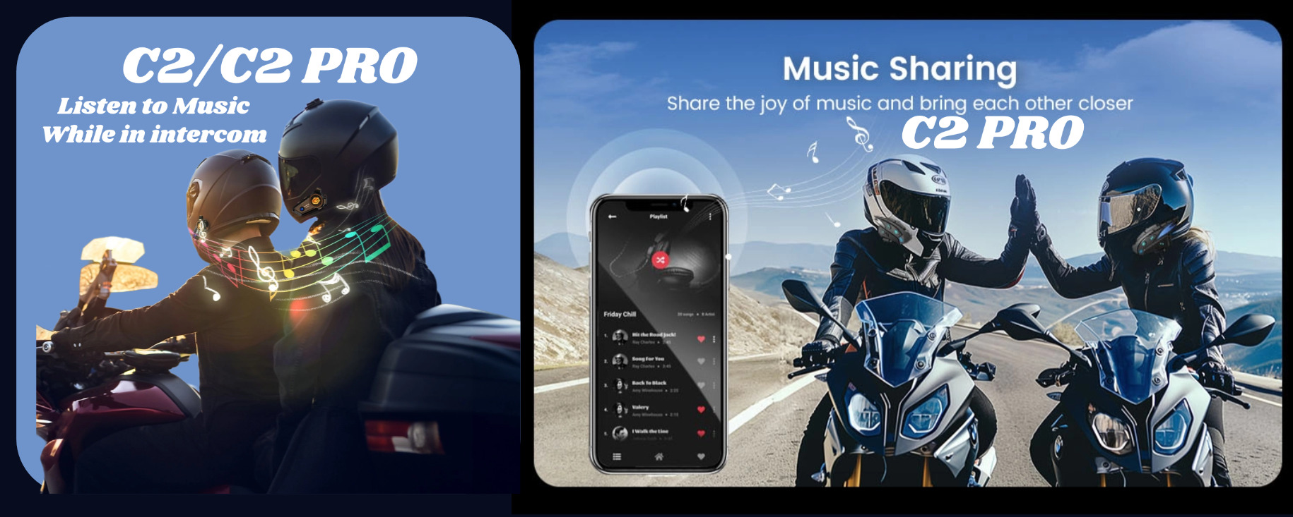 GEARELEC C2 Motorcycle Helmet Intercom Headset 2 Riders For Alone ...